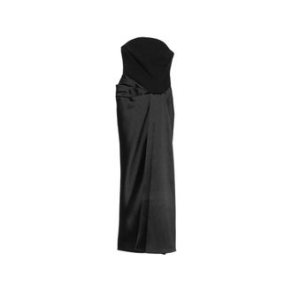 Solace London Robe Longue Bandeau Pliss&eacute;e - Femme - Robes - Noir - Taille: 38 FR