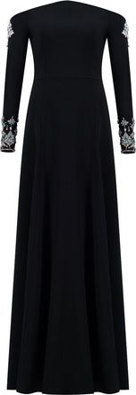 Dina Melwani Kristallverziertes Abendkleid - Schwarz