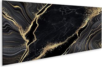 Islandburner Schwarzer Marmor Hintergrund mit goldenen Adern Leinwand Bild Wandbilder Bilder