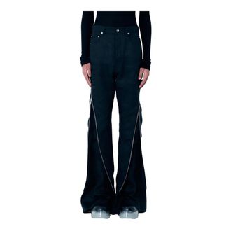 Rick Owens Homme, Pantalons, Noir, Taille: W32 Pantalon Banana en Lin Zippé