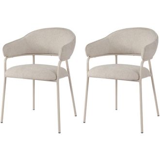 Mobili Rebecca Mobili Rebecca - Stühle Rebecca Mobili Dorstenia 82,5x57x56,5 Polyestergewebe Stahl Perlweiß Modern set 2 Stück