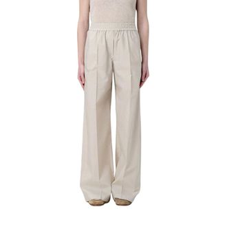Brunello Cucinelli Pantalon large en popeline - Femme - Pantalons - Beige - Taille: 38 FR