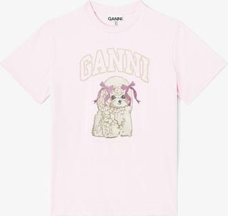 Ganni rosa Pudel-T-Shirt Bio-Baumwolle - Gr&ouml;&szlig;e XS
