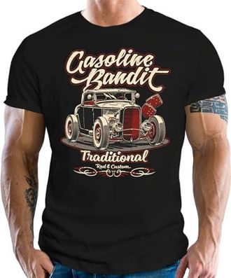 Gasoline Bandit T-shirt Rockabilly Hot-Rod Racer pour homme Design original : personnalisé traditionnel, Noir, XXXXL