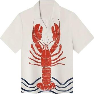 Keephen TangoDS Femmes Hommes Oc&eacute;an Homard Chemises Hawaiiennes &Eacute;crevisse Impression 3D Chemises Manches Courtes &Eacute;t&eacute; Chemise &agrave; Boutons Chemise Aloha