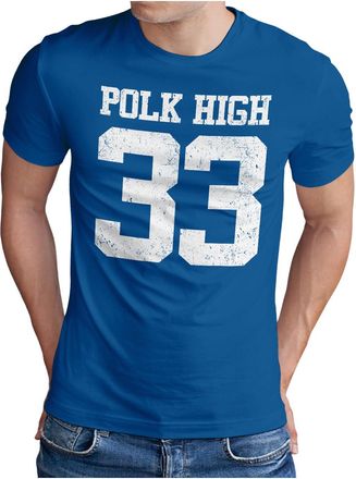 OM3 Vintage Style Polk HIGH T-Shirt - Herren - 33 High School American Football - Royal Blau-WS, XXL