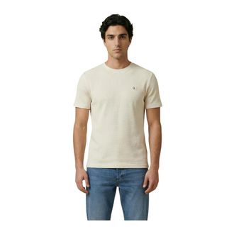 Calvin Klein Jeans Homme, Tops, Beige, Taille: 2XL T-shirt &agrave; Manches Courtes et Col Rond