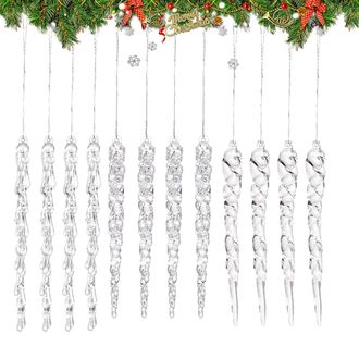 Generic Weihnachtsbaum-Eiszapfen - elegante Weihnachtsanhänger, klare Acrylornamente | stilvolle Dekoketten, glitzernde Festtagsanhänger für vielseitige Nutzu