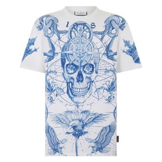 Philipp Plein Rundhals-T-Shirt Tattoo - - Tops - Herren - Wei&szlig; - 2XL