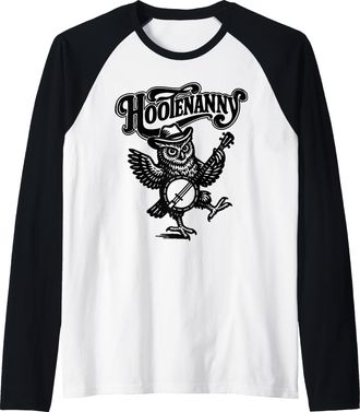 Giant Step Design Co. Hootenanny! Funny Banjo Owl Country Bluegrass Cottagecore Raglan