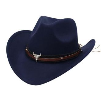 Generic Chapeau Cowboy Homme - Chapeau de Cowboy Occidental &Eacute;l&eacute;gant avec Style Jazz et D&eacute;coration Ethnique T&ecirc;te de Vache pour Hommes et Femmes