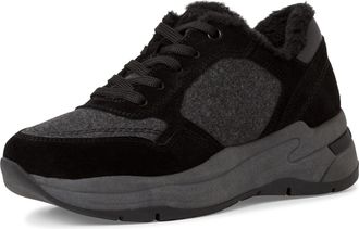 Marco Tozzi Damen Plateau Sneaker mit Lederanteil Gefüttert, Schwarz (Black Comb), 38 EU