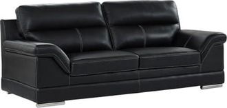 Vente-Unique Canap&eacute; 3 Places en Cuir de Buffle Monika - Noir