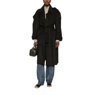 Low Classic Trenchcoat aus Kunstwildleder - - Coats - Damen - Schwarzk - XS