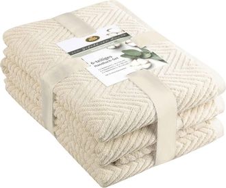 Gözze Frottier-Set, 2 Handtücher (50 x 100 cm), 2 Duschtücher (70 x 140 cm) und 2 Gästetücher (30 x 50 cm), 100% Baumwolle, 480 g/m² - Crème