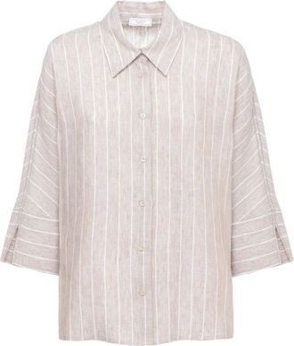 PESERICO Femme, Blouses et Chemises, Beige, Taille: 42 FR Chemise Boutonn&eacute;e &agrave; Rayures