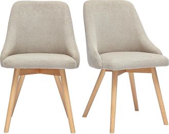 Miliboo Skandinavische St&uuml;hle aus Chenille-Stoff in Beige und hellem Holz (2 St&uuml;ck) Hasta