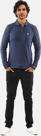 U.S.Polo Association Longsleeve Longsleeve USJayson - Herren Langarm Poloshirt mit Logo-Stickerei Mit Flachstrick-Kragen, Knopfleiste und elastischer Baumwollmischung