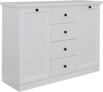 Trendteam Baxter - Sideboard - Weiß - 6 Fächer und 4 Vollauszug-Schubladen - (BxHxT) 119 x 88 x 41 cm - Landhausstil - Kratzfest