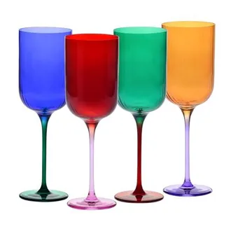 Krosno Verres &agrave; Vin 350 ml - Lot de 4 - Collection Aurora - Multicolore - Verre en Cristal - Faits Main, Teint&eacute;s - &Eacute;l&eacute;gants et Modernes - Id&eacute;als pour un Cade