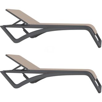 Resol SKY CLUB Chaise Longue Ext&eacute;rieur Set 2 Structure Gris Fonc&eacute; - Textil&egrave;ne Beige