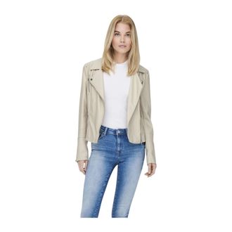 Only Only, Femme, Vestes, Beige, Taille: 36 FR Veste Biker Cuir Femme