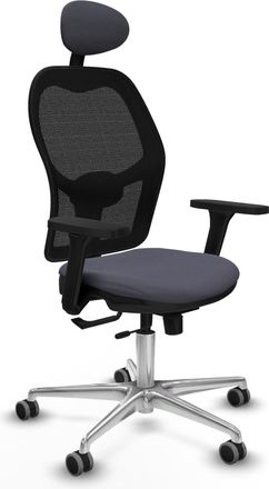 Piqueras y Crespo Ergonomischer B&uuml;rostuhl, Grau, mit 3D-Armlehnen, h&ouml;henverstellbarer Lendenwirbelst&uuml;tze und festem Kopfteil, ausgestattet mit Syncro/Traslack und injiz