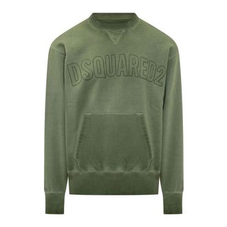 Dsquared2 Homme, Sweatshirts et sweats &agrave; capuche, Vert, Taille: L SweaT-shirt &agrave; col rond &agrave; manches longues