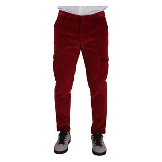 Dolce & Gabbana Rote Corduroy Cargo Skinny Hose - - Trousers - Herren - Rot - M
