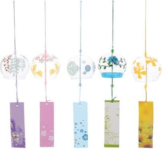 BESPORTBLE Carillons à Vent en Verre - Carillons à Vent en Plein air à Suspendre - Carillons à Vent Transparents pour Jardin Domestique - 5 pièces