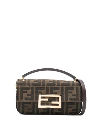 Fendi phone Baguette logo-plaque tote bag - Marron