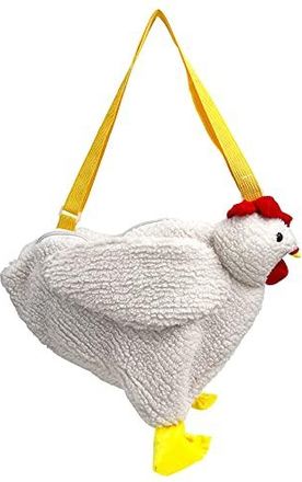 Generic Sac &agrave; main en forme de poule pour femmes, sacoche &agrave; bandouli&egrave;re en peluche, sacs &agrave; main de dessin anim&eacute; (blanc)