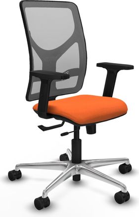 Piqueras y Crespo B&uuml;rostuhl mit 2D-Armlehnen, h&ouml;henverstellbare Lendenwirbelst&uuml;tze, ausgestattet mit Syncro/Translack und Schneideschaum, Grau/Orange