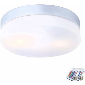ETC Shop Plafonnier dext&eacute;rieur &eacute;clairage lampe t&eacute;l&eacute;command&eacute;e verre opale dans un ensemble comprenant des lampes led rvb