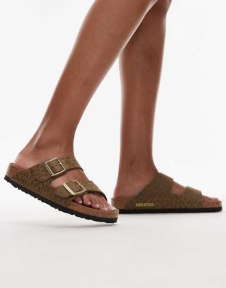 Birkenstock Arizona - Sandales à imprimé animal - Kaki-Vert