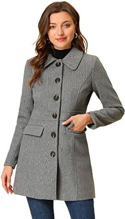 Allegra K Manteau dhiver à col en fausse fourrure pour femmes Gris S
