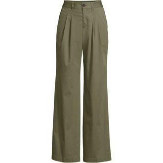 Lands End Chinohose High Waist mit weitem Bein, Damen, Gr&ouml;&szlig;e:44 regular, Gr&uuml;n, Baumwolle/Elasthan, by Lands End