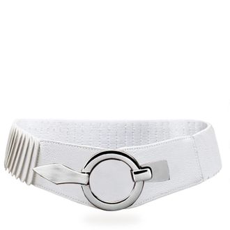 Glamexx24 Elastischer Damen Tailleng&uuml;rtel g&uuml;rtel 6cm breiter H&uuml;ftg&uuml;rtel mit silberner Ring (Wei&szlig;, Taillenweite 75cm-110cm)