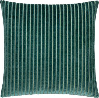 Riva Paoletti Savoy Stripe Kissenbezug - Wendbares, weiches, strukturiertes Samt-Dekokissen f&uuml;r Sofas, Betten und Sessel (t&uuml;rkis - 50x50cm)