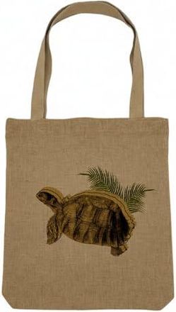 Fabulous Sac Shopping Tote Bag Aspect Lin - Tortue Tropique Plage Minimaliste Biologie Illustration Ancienne - Sac de Courses Toile Epaisse 360g Beige Naturel 