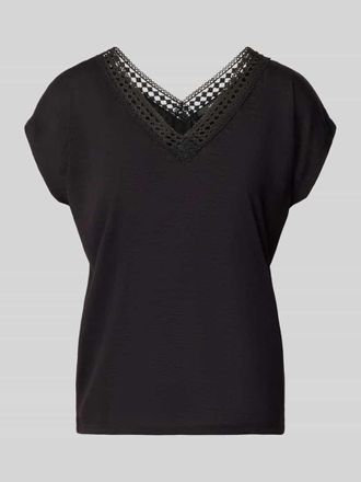 Zero Regular Fit T-Shirt aus Viskose-Mix mit Loch-Stitching