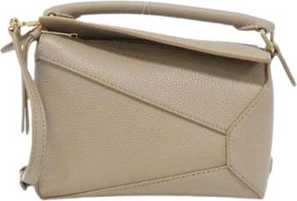Loewe Sac bandouli&egrave;re mini Pre-owned Puzzle Edge en cuir de veau - Femme - Pre-owned - Beige - Taille: ONE Size