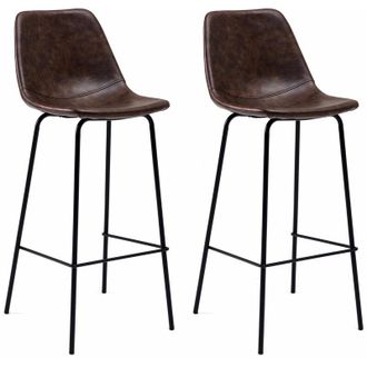 Happy Garden Happy Garden - Lot de 2 tabourets de bar vintage lucien marron - Hauteur dassise 75cm