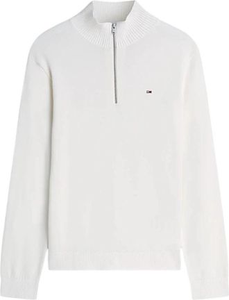 Tommy Jeans Flag Leichter Slim Quarter-Zip Pullover - - Sweatshirts & Hoodies - Herren - Wei&szlig; - L