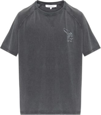 Maison Kitsun&eacute; Homme, Tops, Gris, Taille: M Fountain Stamp Faded Comfort Tee-Shirt