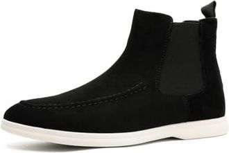 Generic Bottes Chelsea pour Homme - Bottes Ville Classiques en Daim À Enfiler avec Empiècements Élastiques sur Les Côtés - Chaussures À Talons Bas Confortable