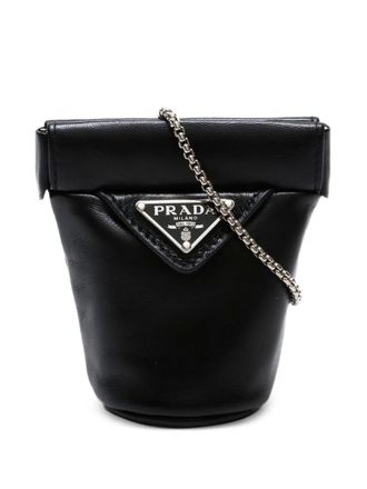 Prada mini pochette à plaque logo (années 2020) - Noir