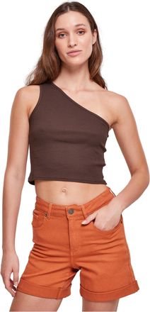 Urban Classics Damen Top Ladies Cropped Asymmetric Top Brown XXL