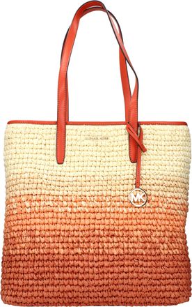 Michael Kors Femmes Sac Bandouli&egrave;re Raphia Beige/Orange