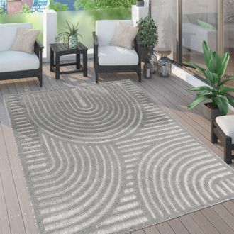 Paco Home Paco Home - Outdoor Teppich wetterfest Boho & Skandi 3D-Optik f&uuml;r Terrasse, Balkon & Garten 160x220 cm, Grau 4